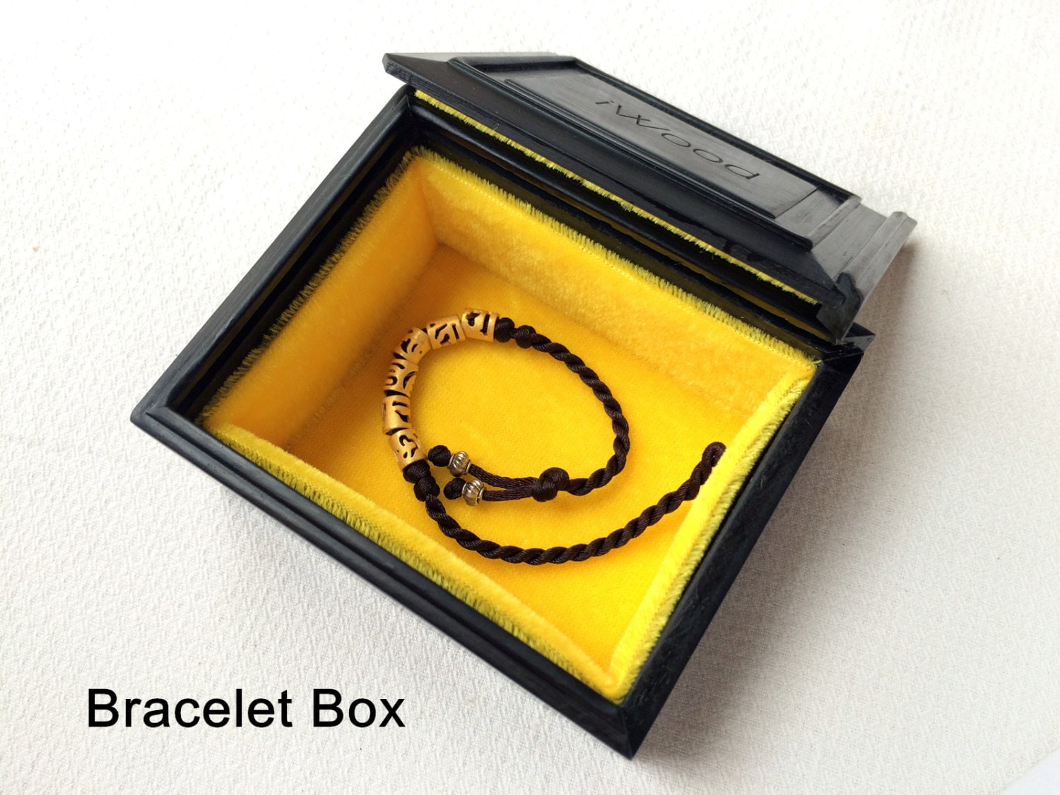 Handmade Black Ebony Storage Box, Personalized Laser Engraved Wooden ...