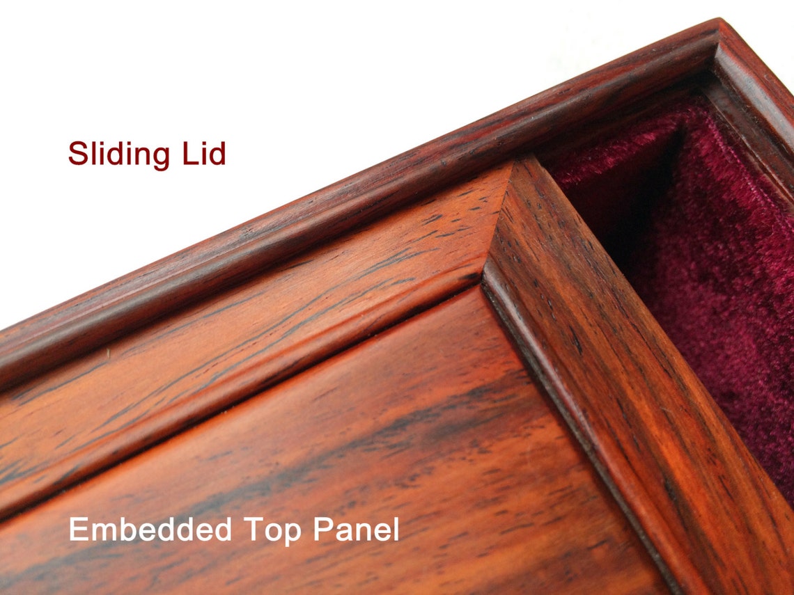 Red Rosewood Keepsake Box With Sliding Lid, Handmade Wooden Jewelry Box ...