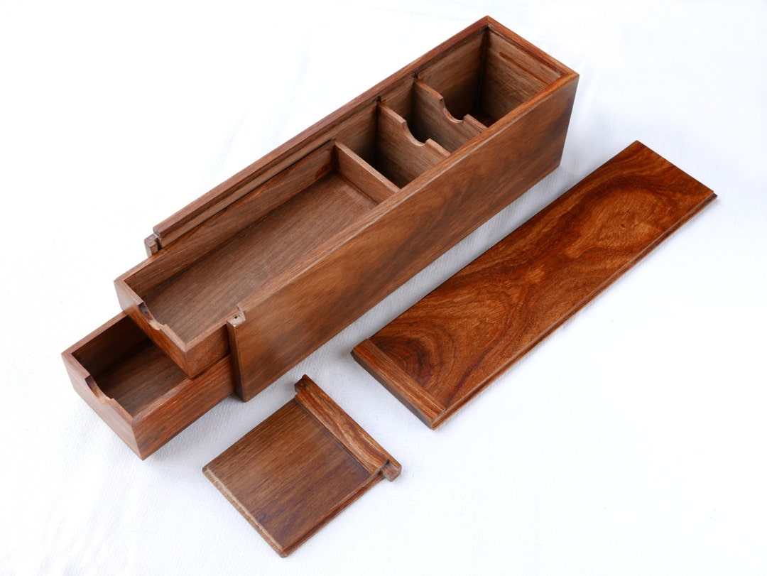 Custom 12" Premium African Rosewood Drawers Set Box With Compartments ...
