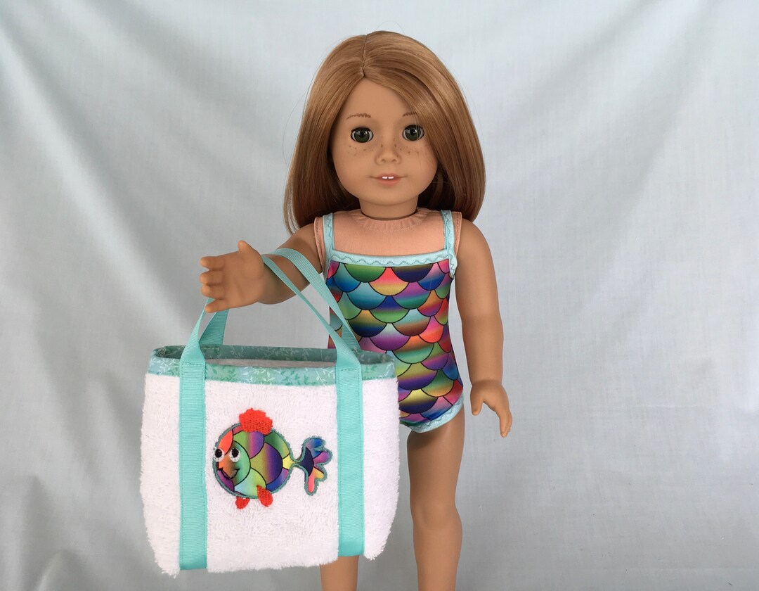 Doll Rainbow Fish Scale Bathing Suit & Beach Bag for 18 Inch Dolls - Etsy