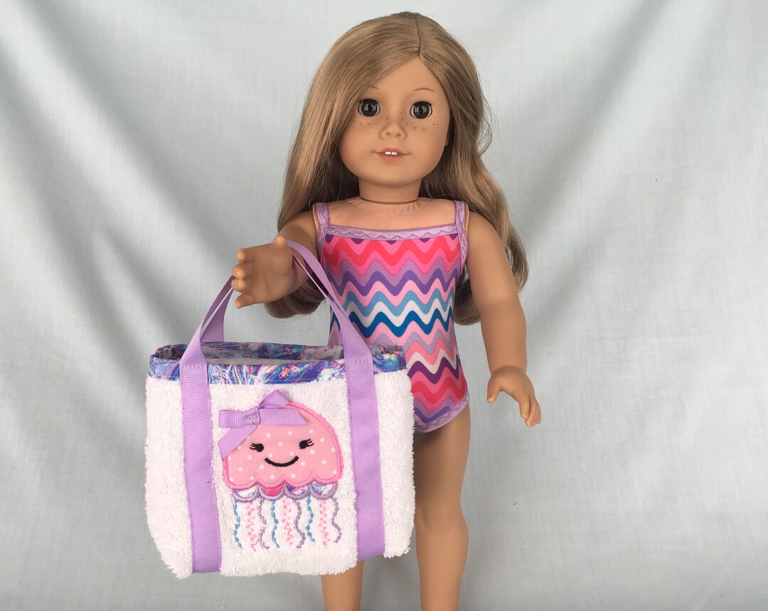 Bright Chevron Bathing Suit and Jellyfish Beach Bag for 18 Inch Doll - Etsy