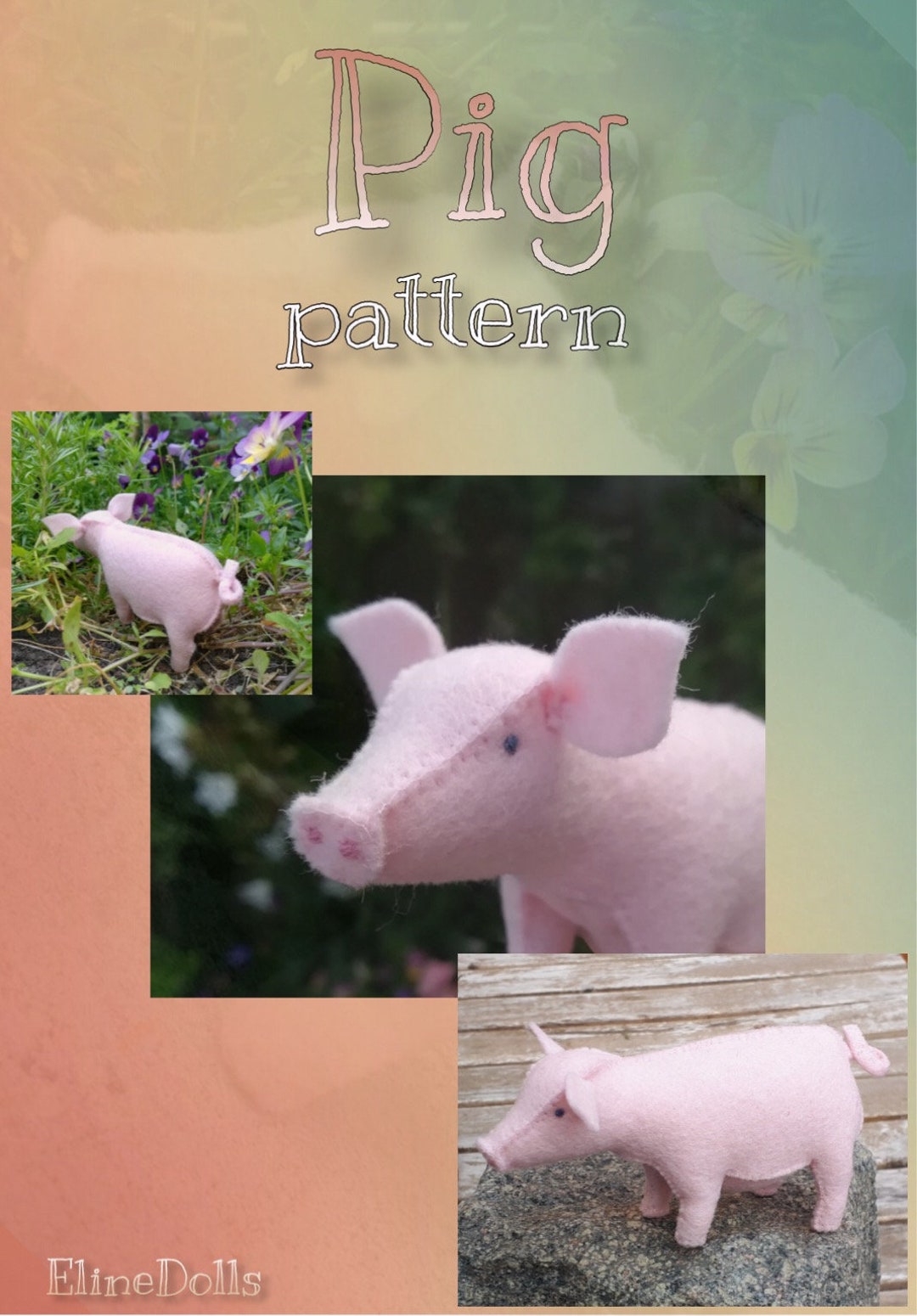 Patroon Varken Van Vilt - Pattern for Felt Pig (2 Versions :dutch and ...