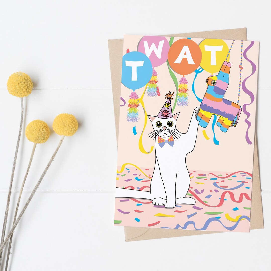 Unhöfliche Geburtstagskarte, Katze Geburtstagskarte, Twat ...