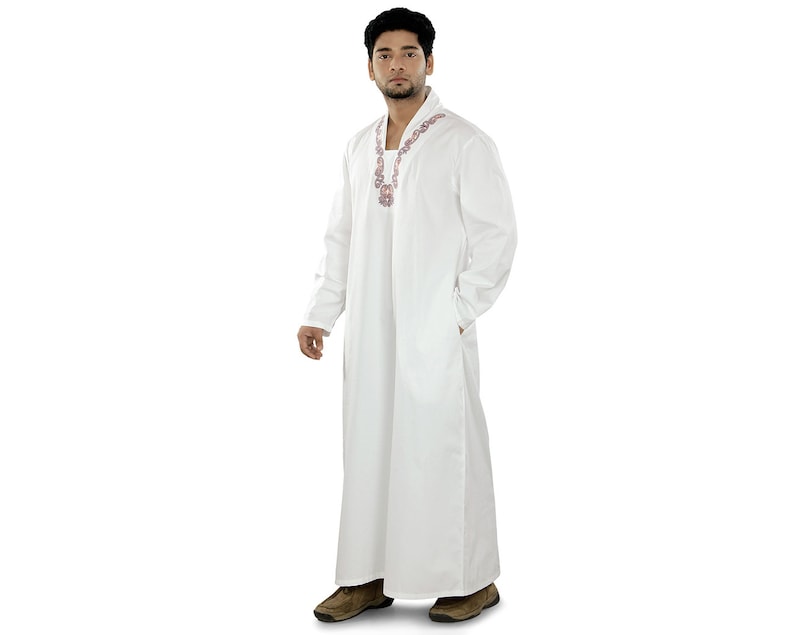 Mybatua Classic and Simple White Cotton Galabiyya Modern | Etsy
