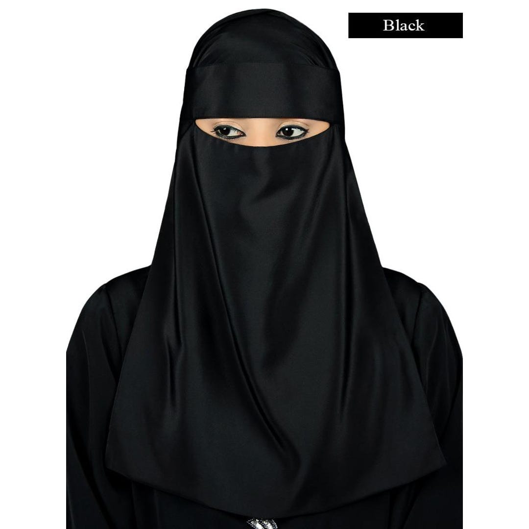 MyBatua Soft Crepe Niqab Set, Niqab + Hijab (100x100 CM) Included, Head ...