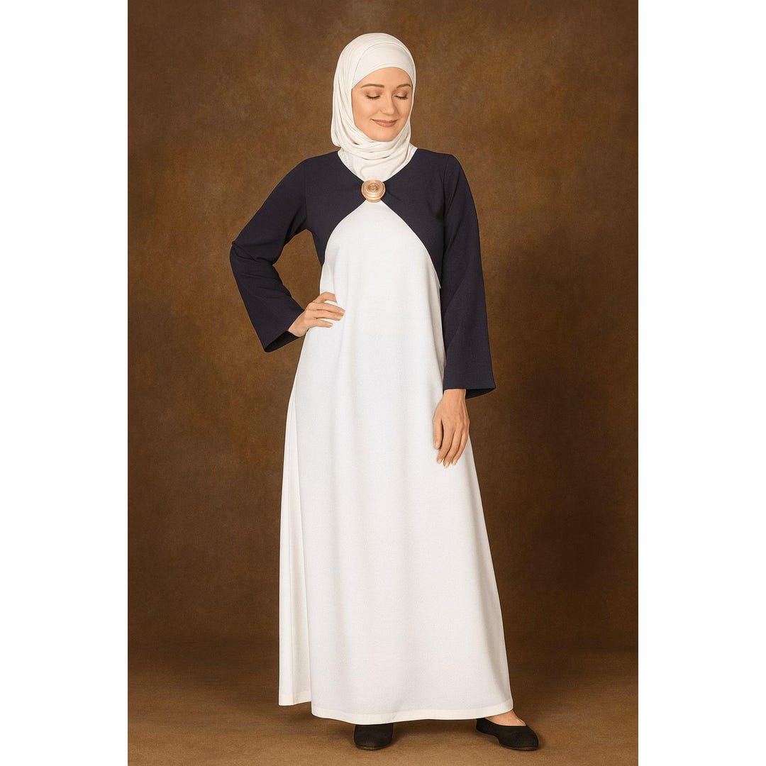 Navy Blue Shrug Style Abaya: Muslim Formal Gown With Hijab, We Cover ...