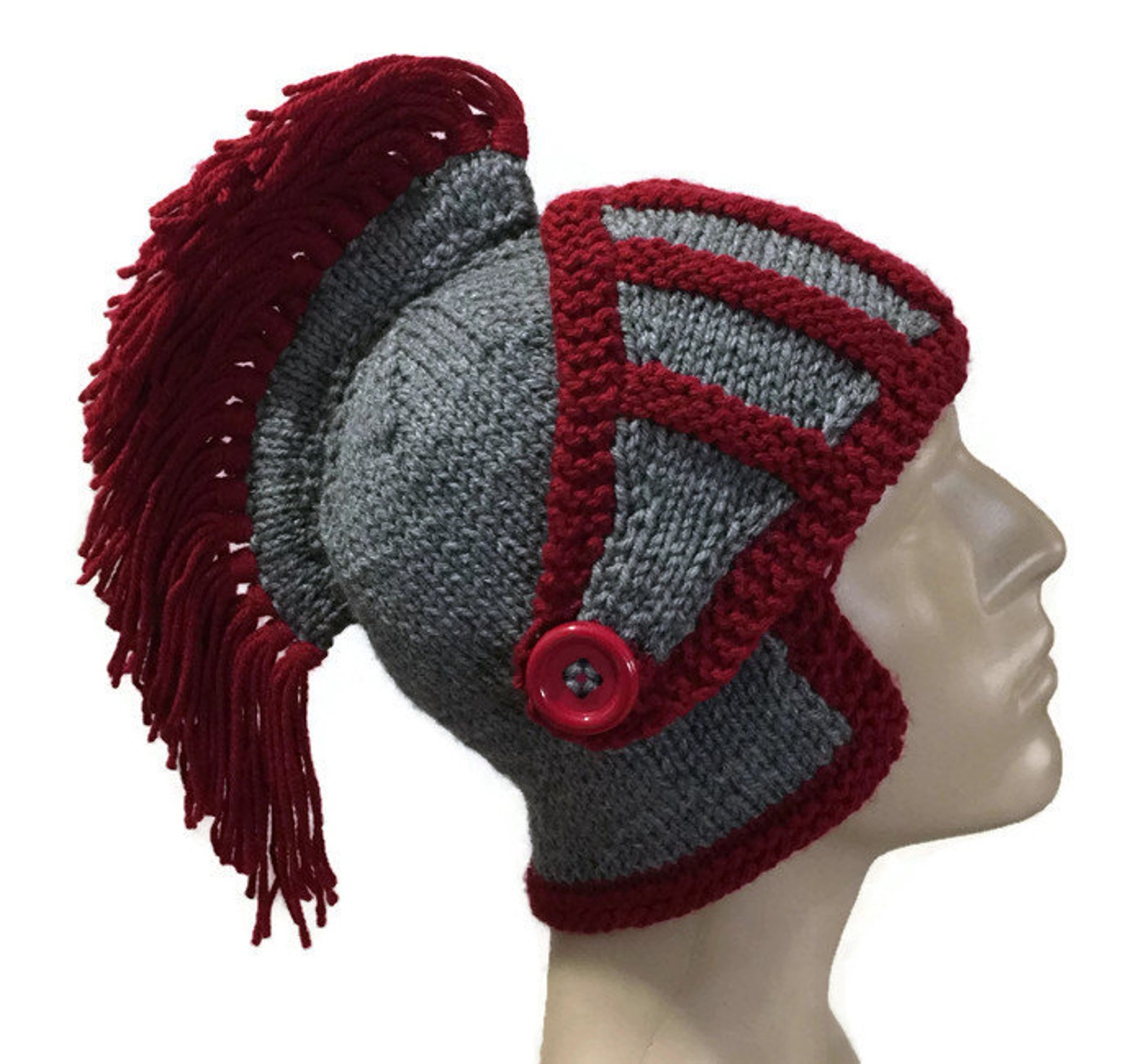 Knight Hat With Fringe Blade, Knitted Sir Knight Hat, Acrylic, Helmet ...