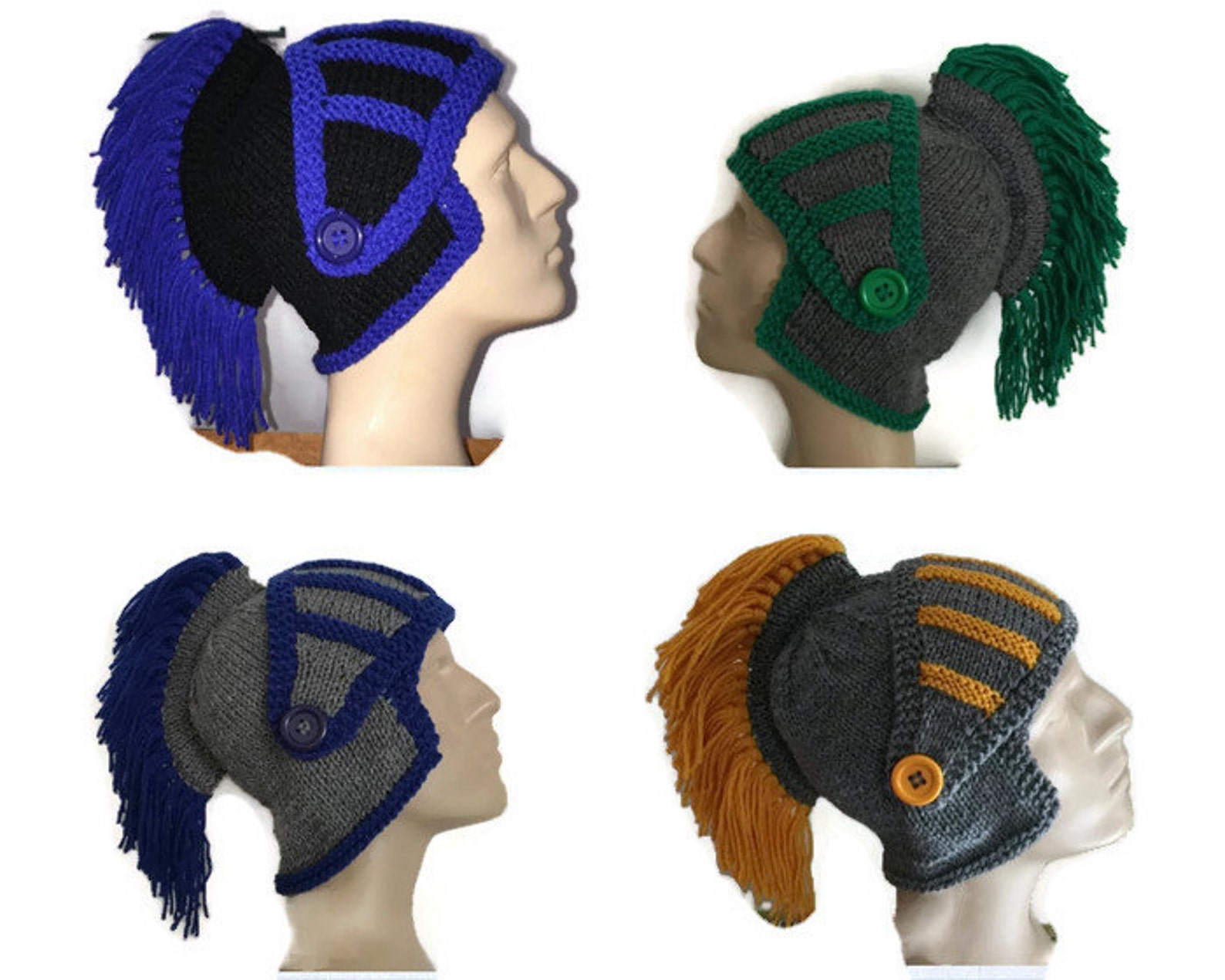 Knight Hat With Fringe Blade, Knitted Sir Knight Hat, Acrylic, Helmet ...