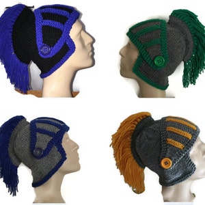 Knight Hat With Fringe Blade, Knitted Sir Knight Hat, Acrylic, Helmet ...