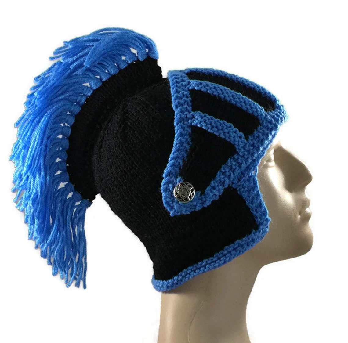 Knight Hat With Fringe Blade, Knitted Sir Knight Hat, Acrylic, Helmet ...