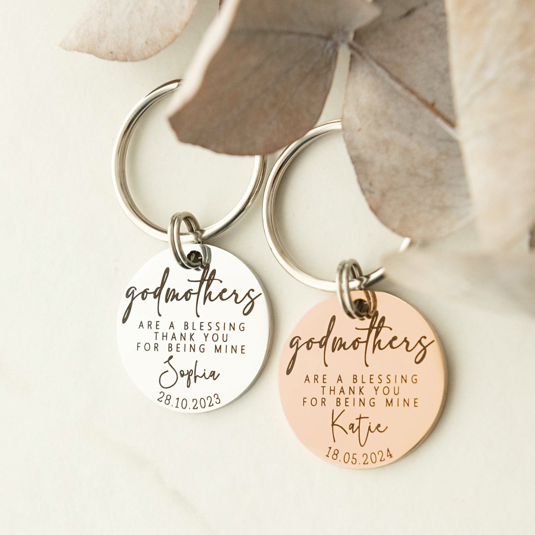 Personalised Godmother Keyring, Custom Engraved Keychain, Godmother ...