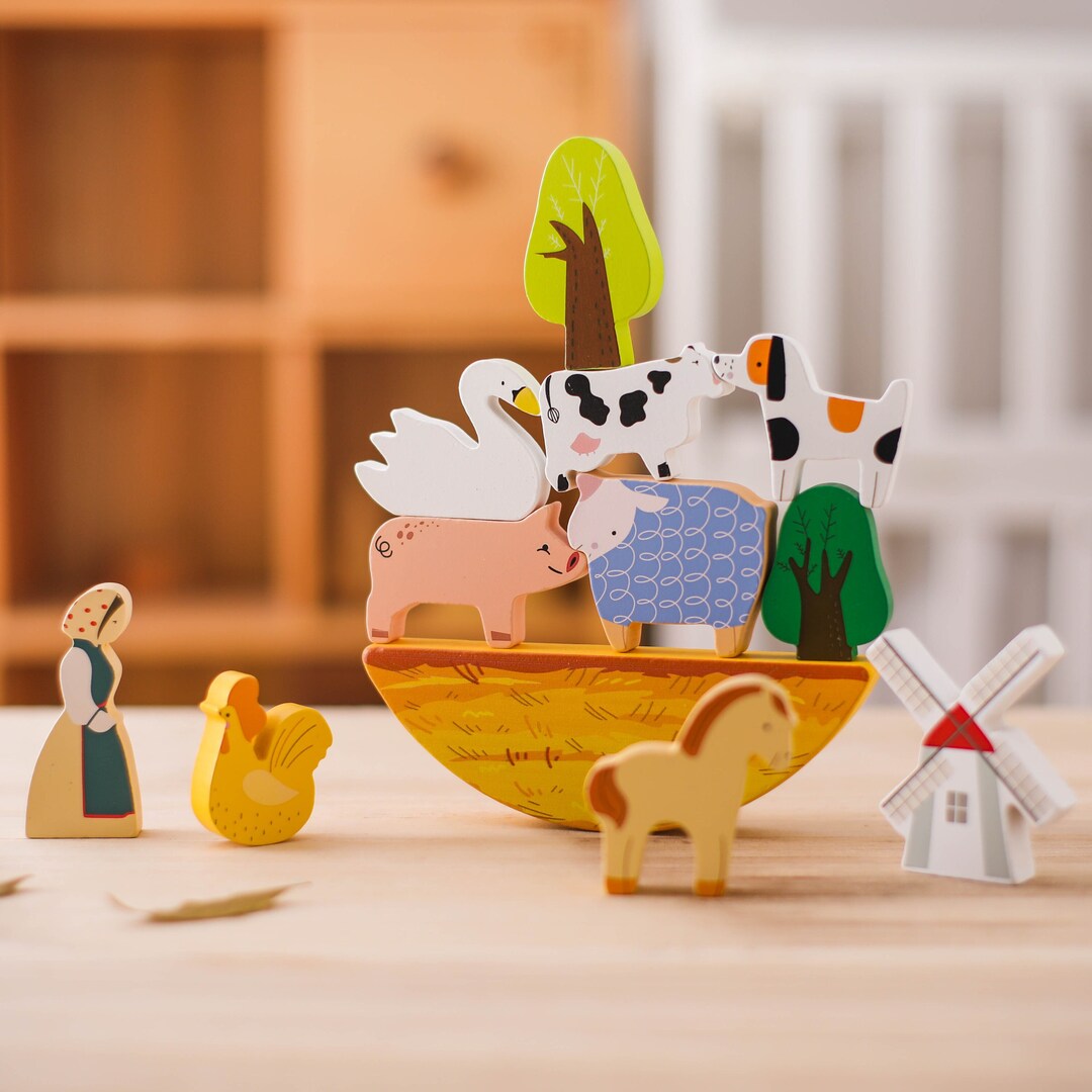 Personalised Wooden Toy - Farm Stacker - Stacking Toy for Boys and ...