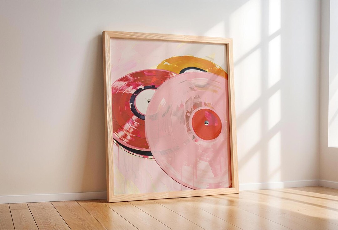 Pastel Vinyl Record Wall Art: Retro Y2K Printable Digital Download for Trendy Room Decor - Etsy