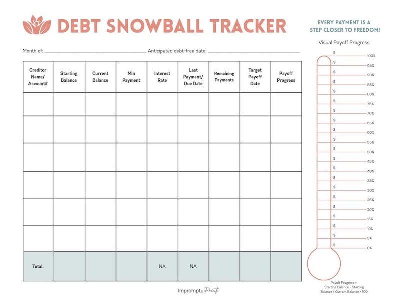 Debt Snowball Tracker Printable - Etsy