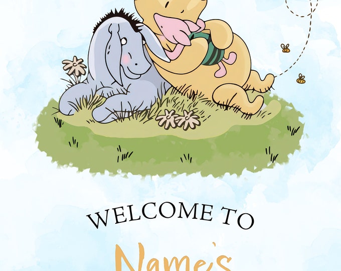 Classic Winnie the Pooh Themed Baby Shower Welcome Sign (personalized ...