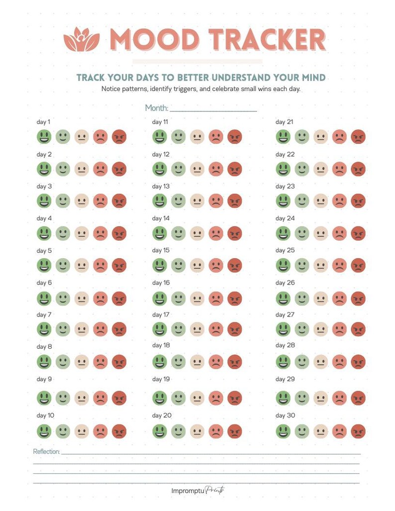 Mood Tracker Printable - Etsy