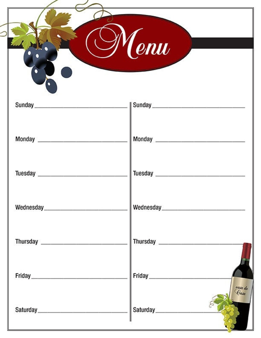 Printable 2-week Menu Plan - Etsy