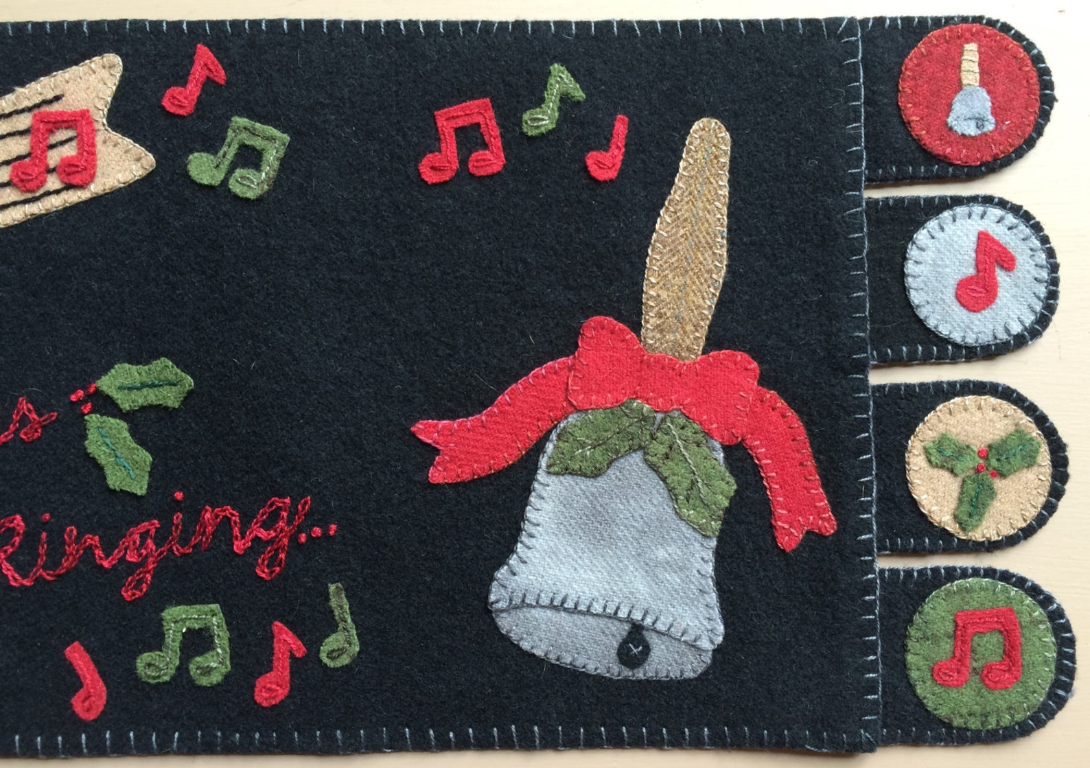 Christmas Bells Are Ringing Wool Applique Table Mat Candle - Etsy