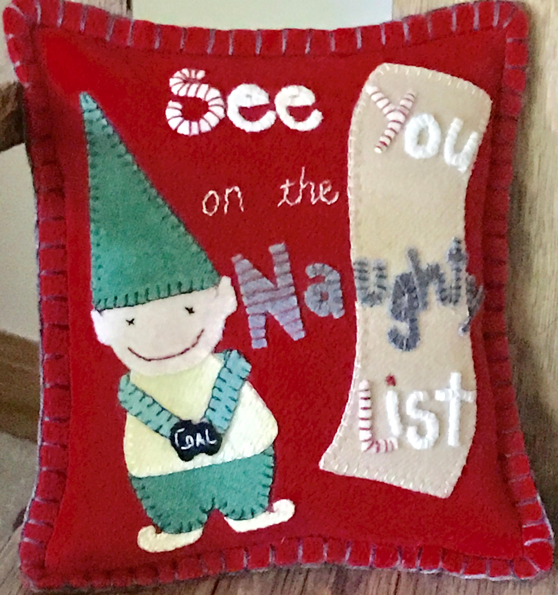 The Naughty List Wool Applique KIT & PATTERN for Pillow or - Etsy