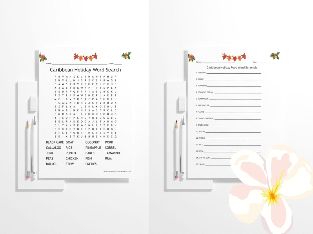 Caribbean Food Word Search and Scramble Games (digital Download) - Etsy