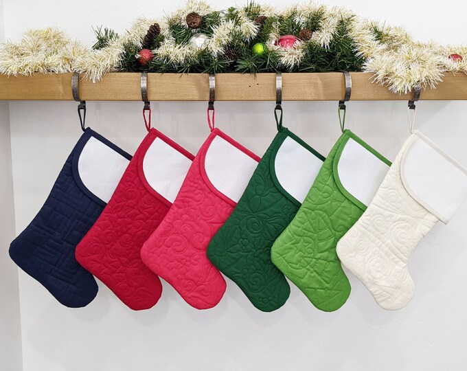 Quilted Christmas Stocking With Cross-stitch-able Aida Cuff | Quilted ...