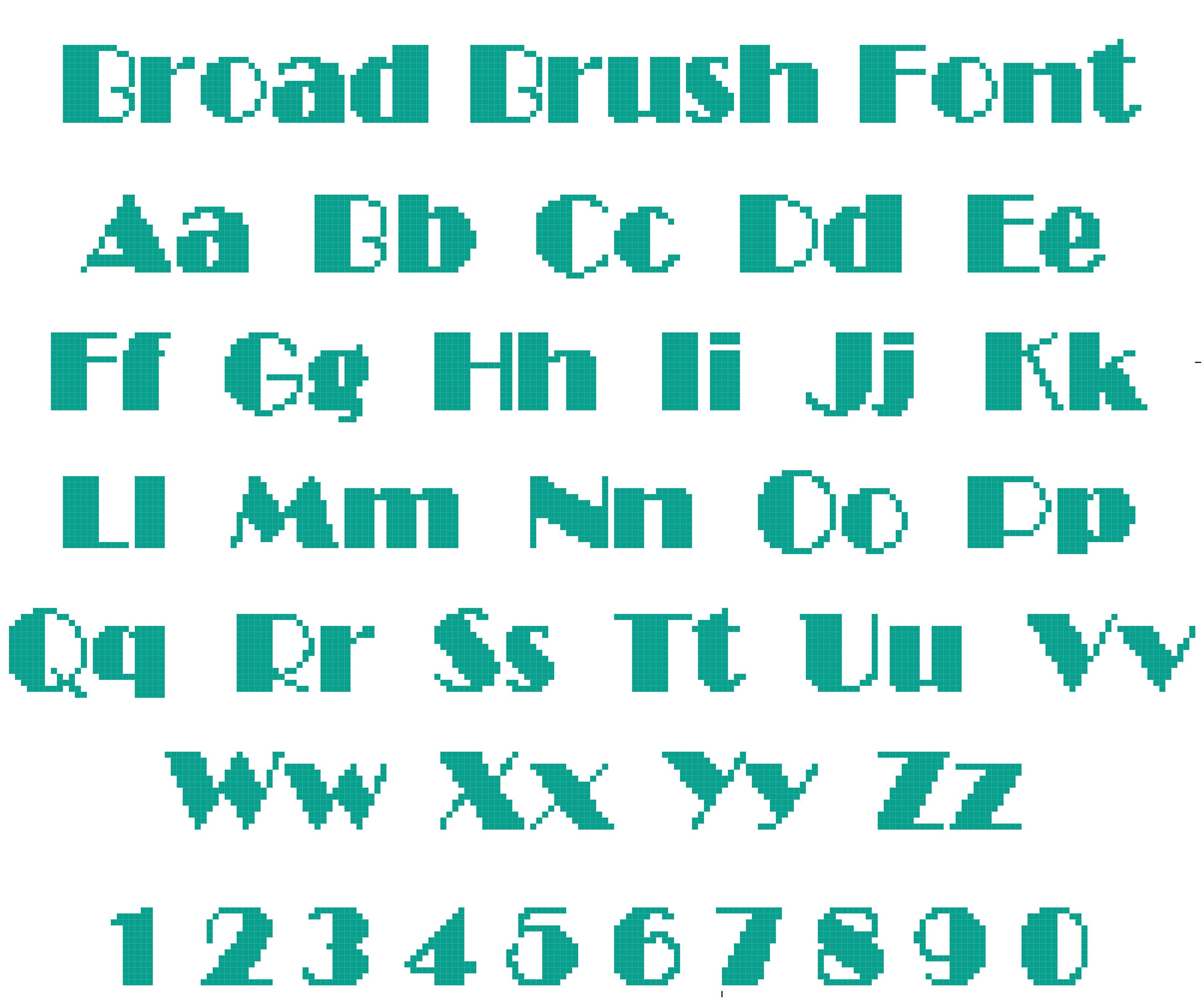 Cross Stitch Alphabet Pattern - Broad Brush Font | Counted Cross Stitch ...