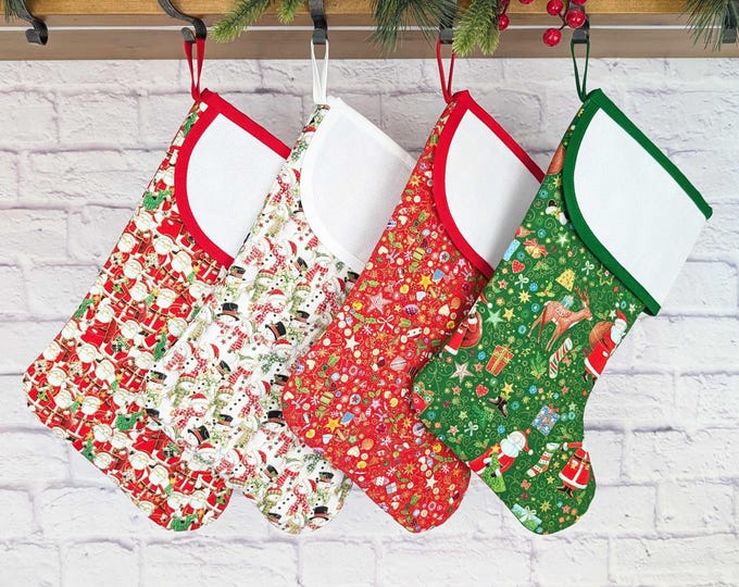 Quilted Christmas Stocking With Cross-stitch-able Aida Cuff | Quilted ...