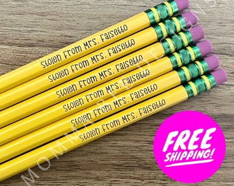 Engrave Your Name Yellow Pencil Set Engraved Pencils Teacher - Etsy