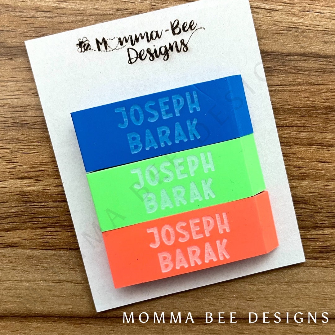Personalized Erasers, Back to School Supplies, Neon Erasers, Name ...