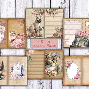 50 Page Pretty Pink Kitty Junk Journal Kit, Printable Journal Kit, DIY ...