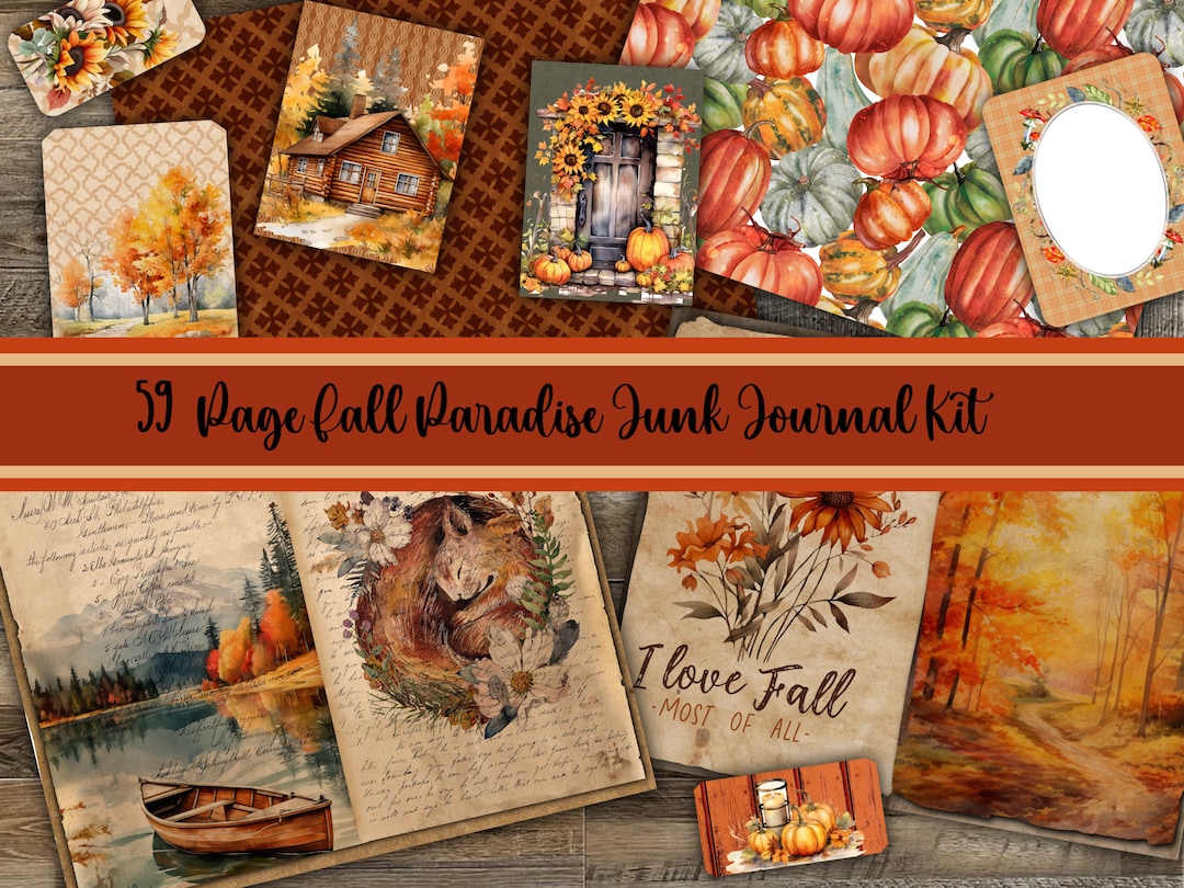 Cozy Fall Cabin Themed Junk Journal Kit, Fall Journal, DIY, Journal Kit ...