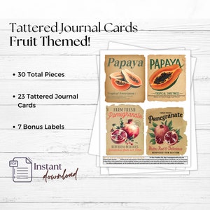 30 Piece Fruit Themed Journal Card and Label Kit, Tattered Journal ...