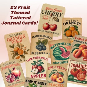 30 Piece Fruit Themed Journal Card and Label Kit, Tattered Journal ...