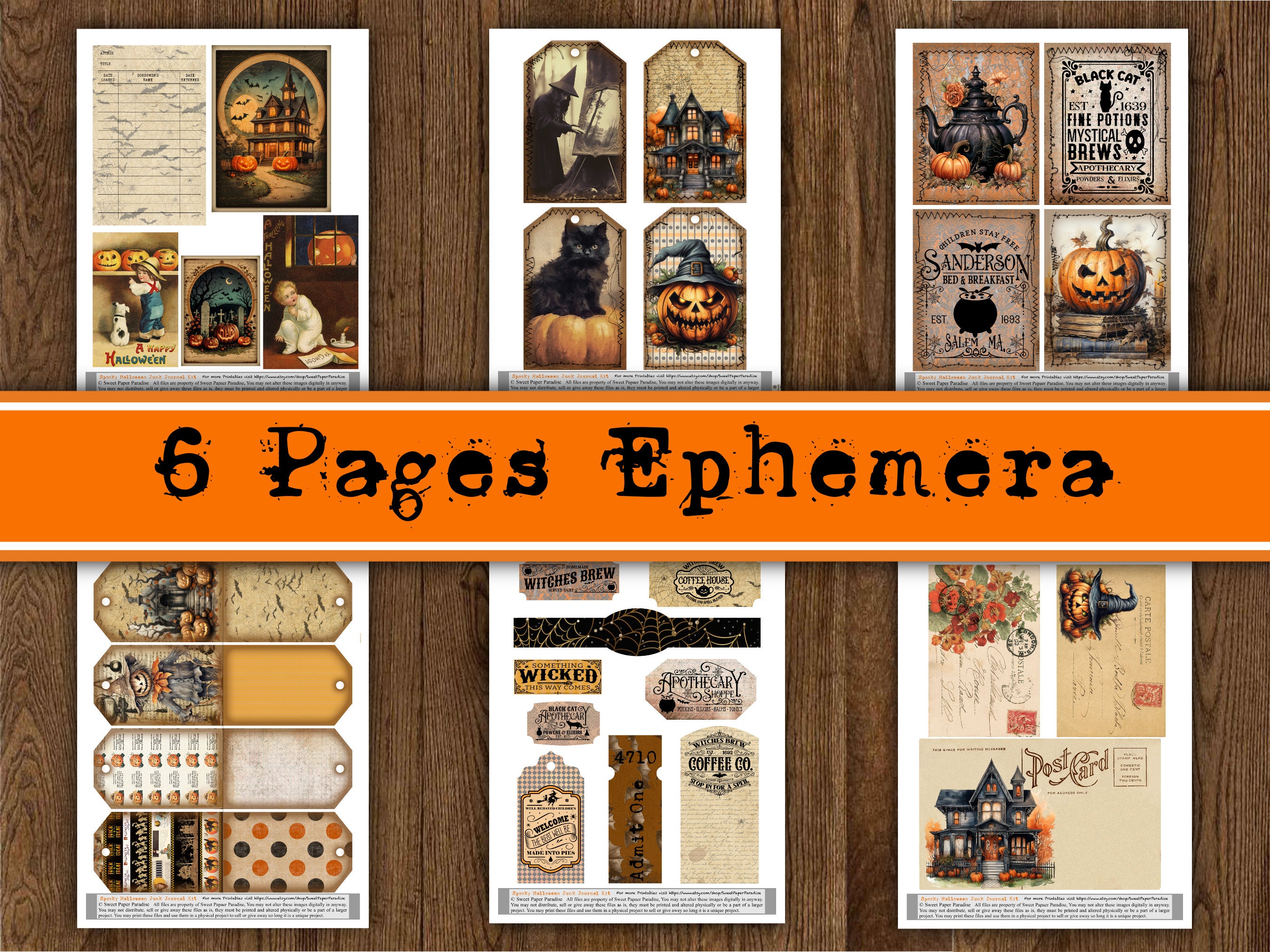 24 Page Spooky Halloween Junk Journal Kit, Printable Halloween Digital ...