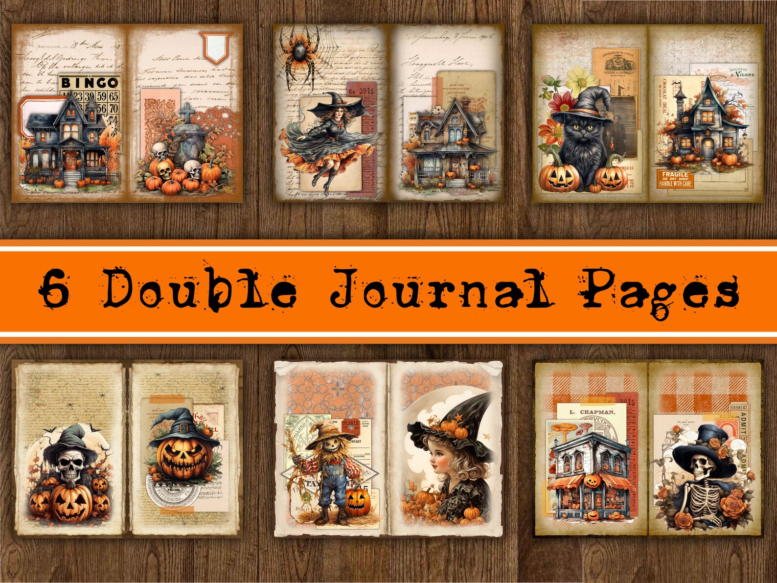 24 Page Spooky Halloween Junk Journal Kit, Printable Halloween Digital ...