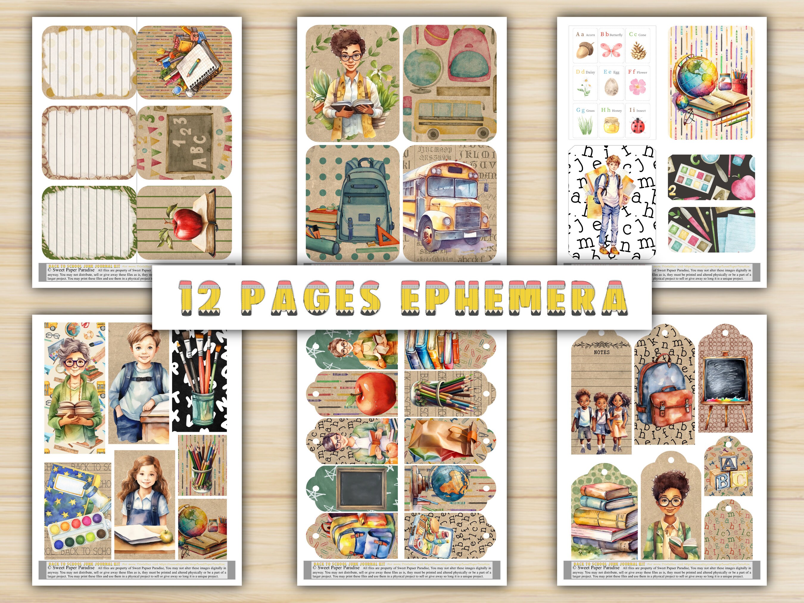 48 Page Back to School Junk Journal Kit, Printable Journal Kit, DIY ...