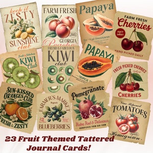 30 Piece Fruit Themed Journal Card and Label Kit, Tattered Journal ...