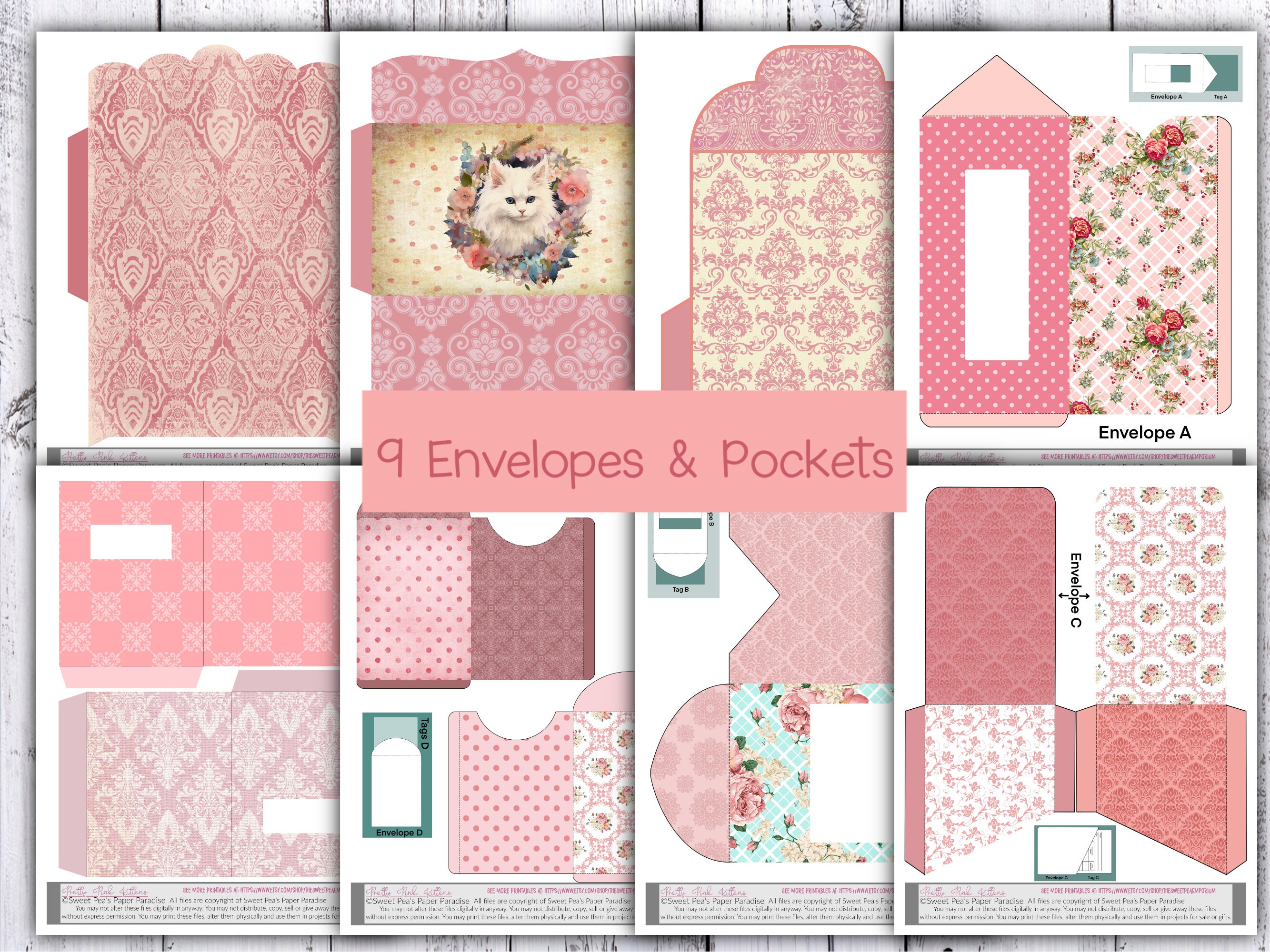 50 Page Pretty Pink Kitty Junk Journal Kit, Printable Journal Kit, DIY ...