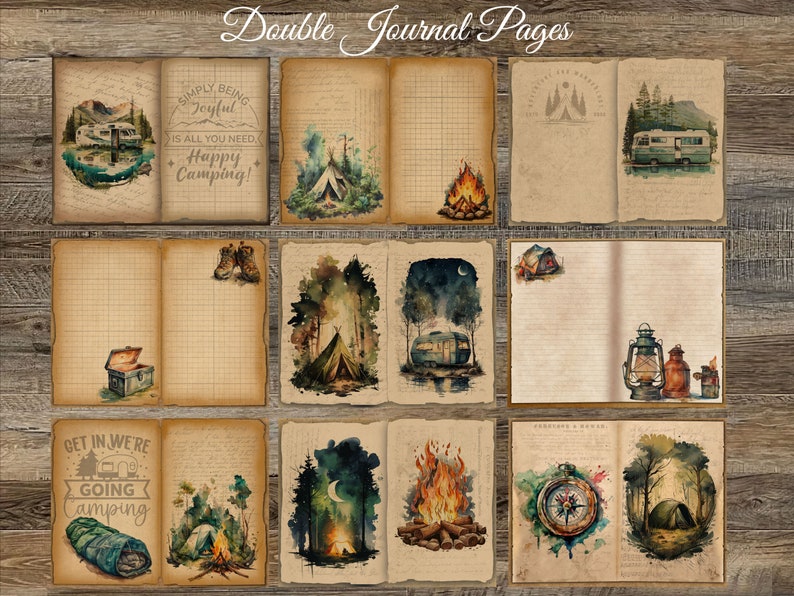47 Page Camping Journal Printable, Junk Journal Kit, Junk Journal Pages ...