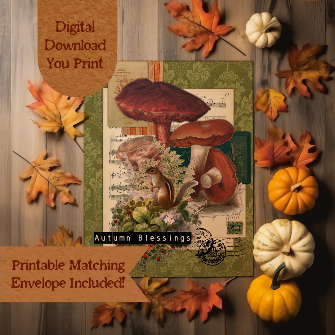 Printable Fall Notecard and Matching Envelope, Thanksgiving Card ...