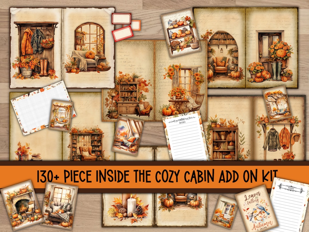 Inside the Cozy Cabin Fall Junk Journal Kit, Digital Download, Journal ...