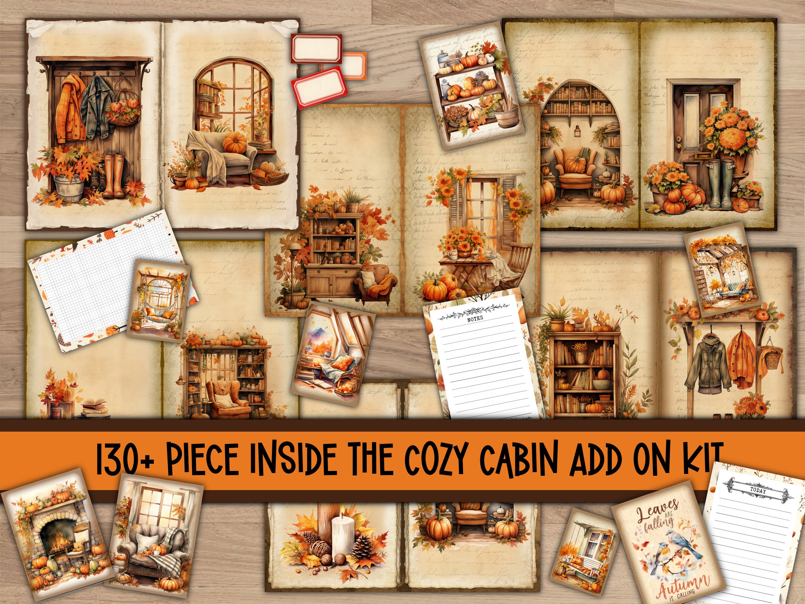 Inside the Cozy Cabin Fall Junk Journal Kit, Digital Download, Journal ...