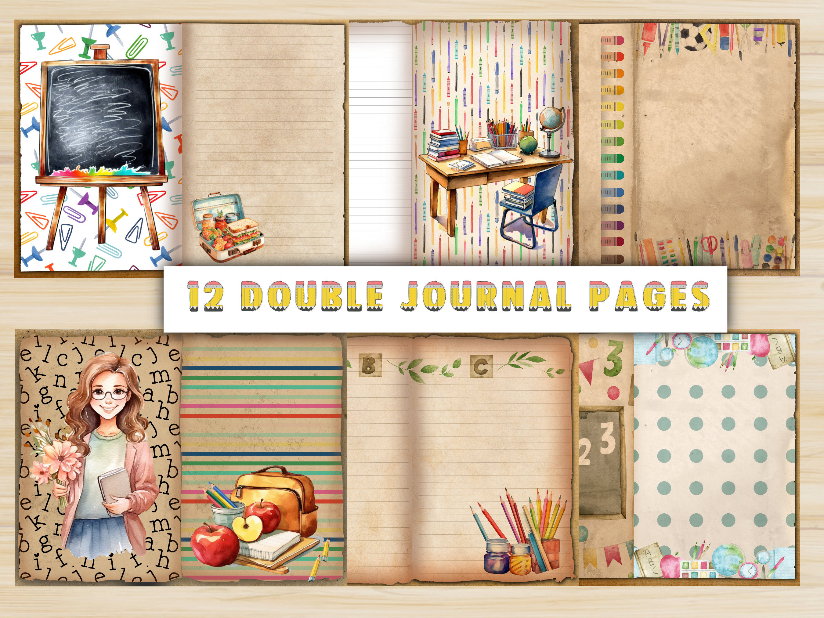 48 Page Back to School Junk Journal Kit, Printable Journal Kit, DIY ...