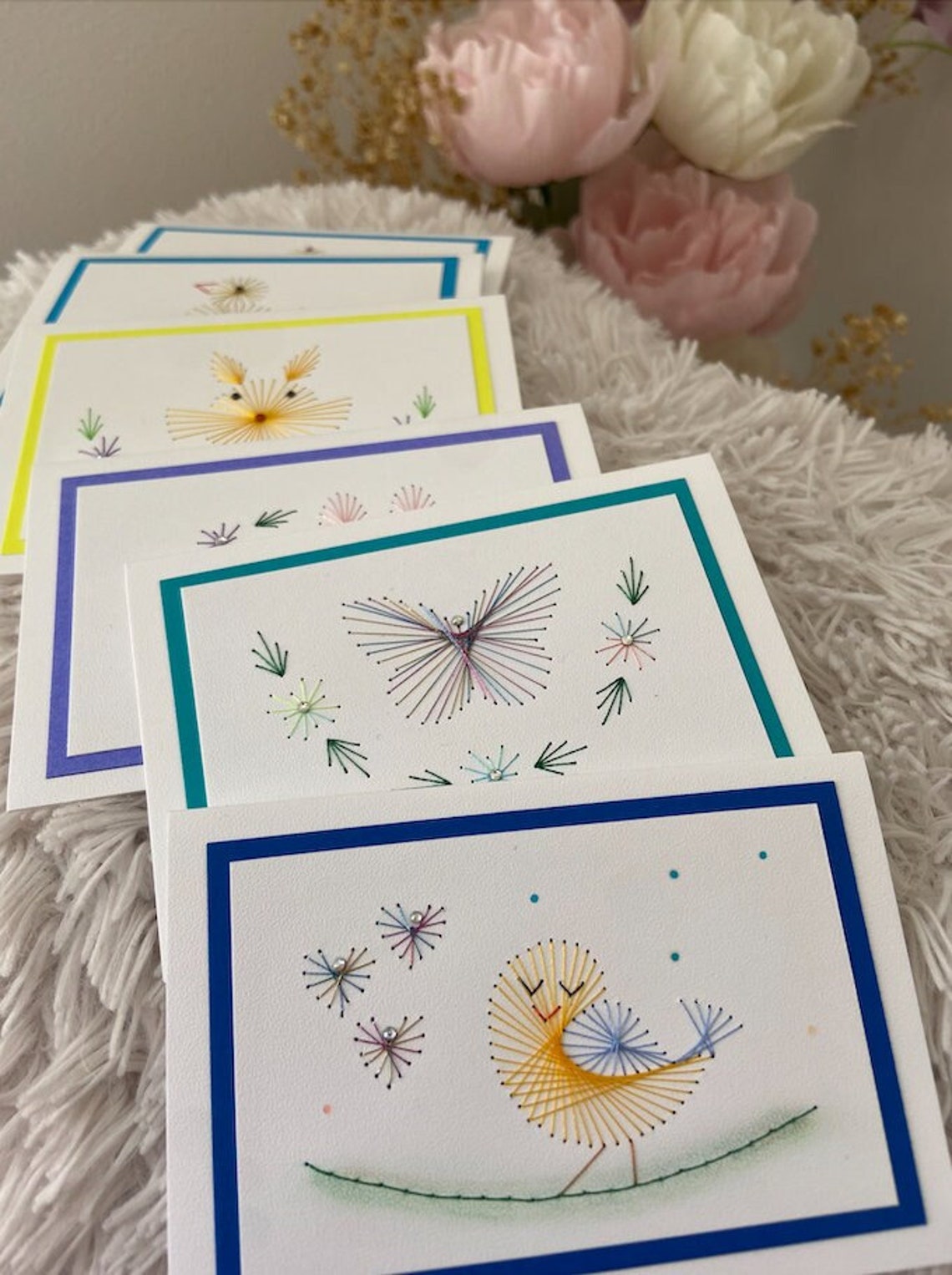 Pack of 6 Beautiful Embroidery Greeting Cards - Etsy