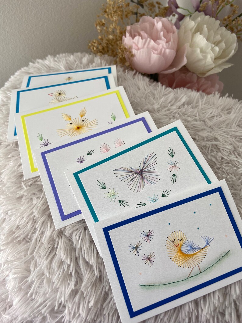 Pack of 6 Beautiful Embroidery Greeting Cards - Etsy
