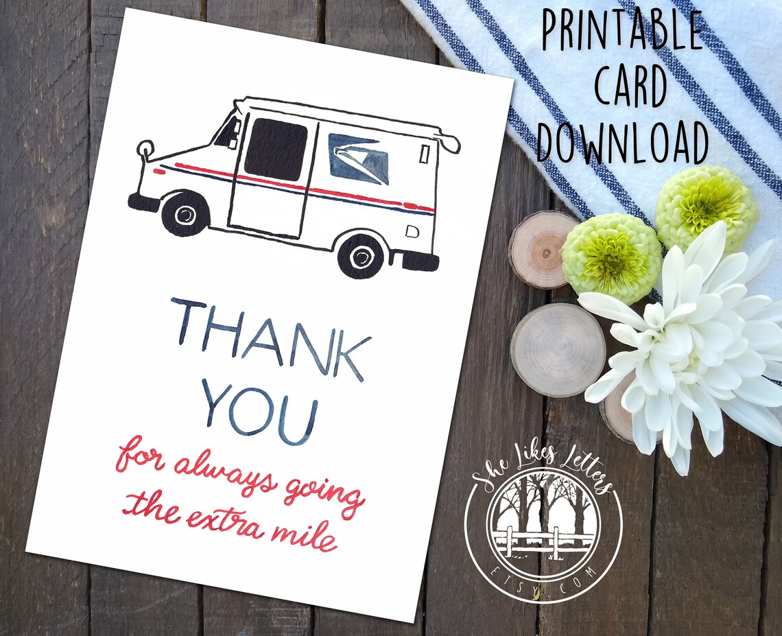 Mail Carrier Thank You Printable / Delivery Thank You Card Digital ...