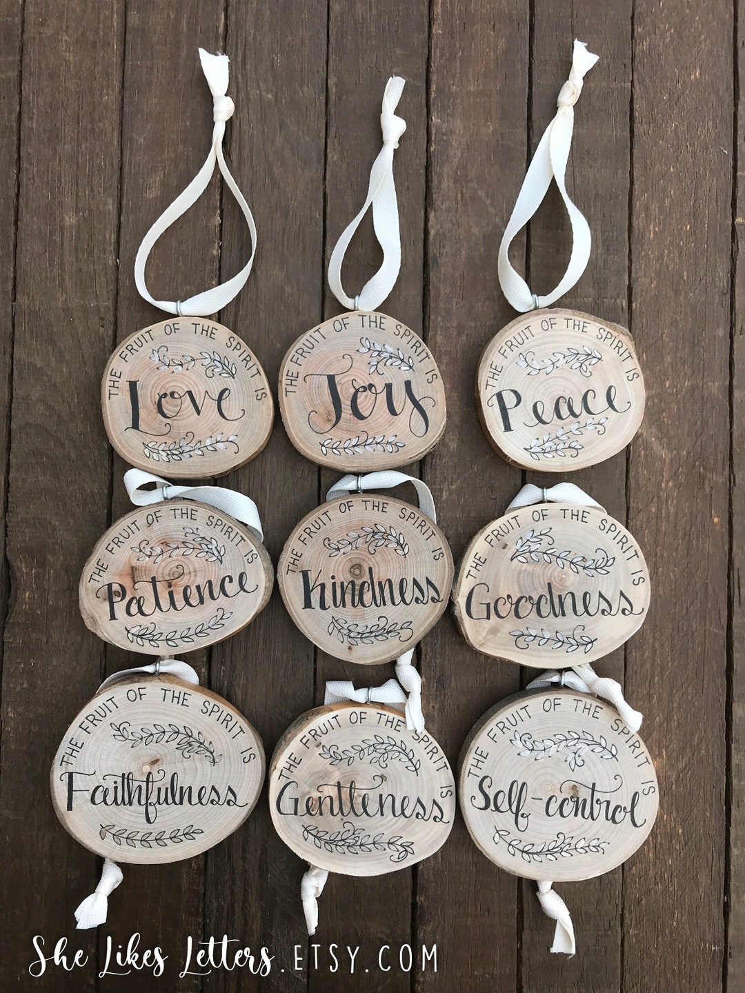 Fruit of the Spirit Christmas Tree Ornaments set of 9 Rose - Etsy