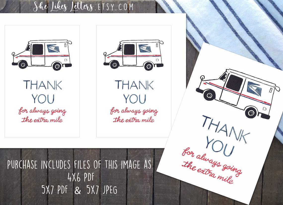 Mail Carrier Thank You Printable / Delivery Thank You Card Digital ...
