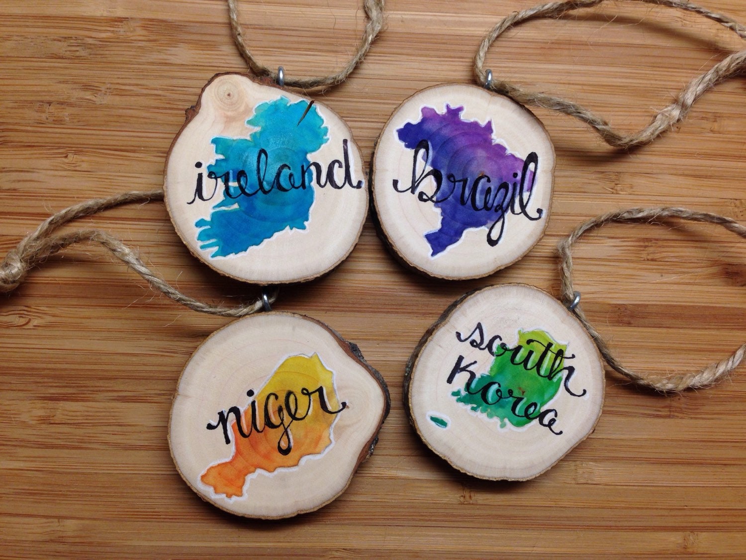 Custom Country Christmas Tree Ornament 2 / Outline Shape | Etsy