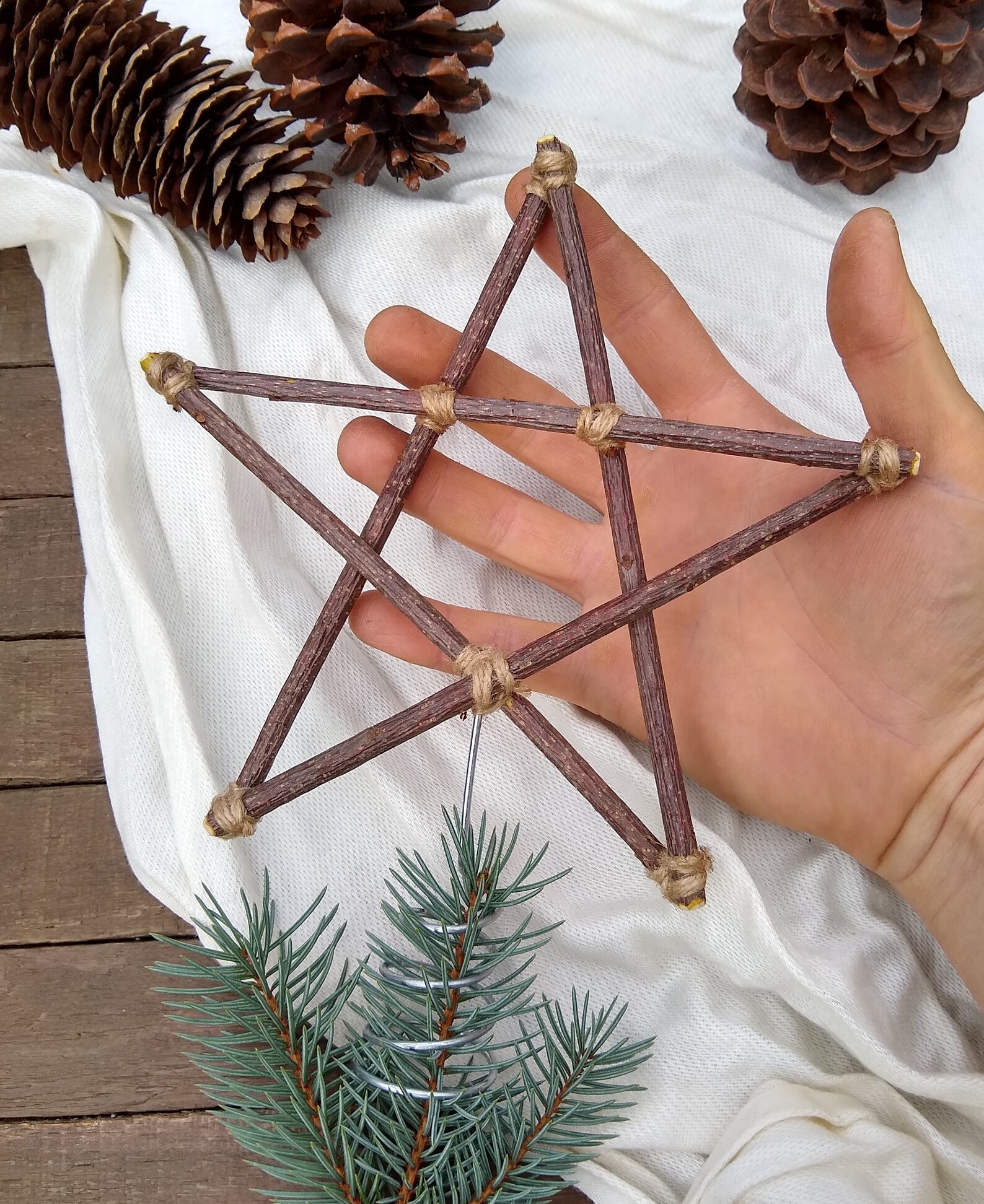 Christmas Tree Topper Star - TINY (7 Inch) - Handmade Rustic Wood Tree ...